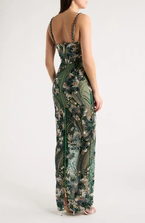 BRONX BANCO Embellished Column Gown