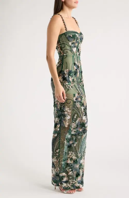 BRONX BANCO Embellished Column Gown