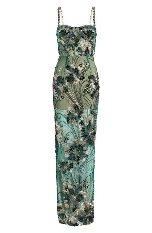 BRONX BANCO Embellished Column Gown
