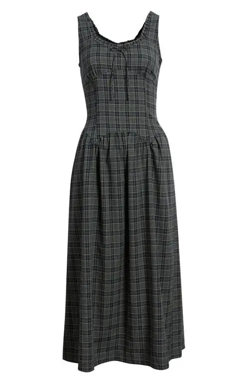 Moon River Drop Waist Sleeveless Midi Dress