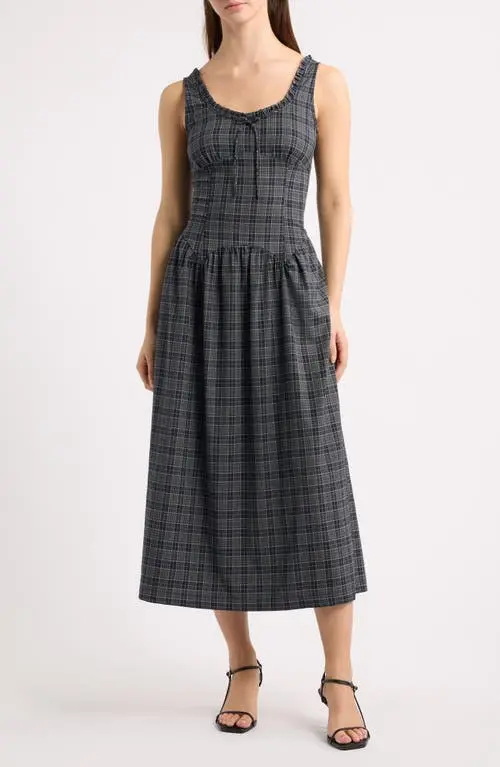 Moon River Drop Waist Sleeveless Midi Dress