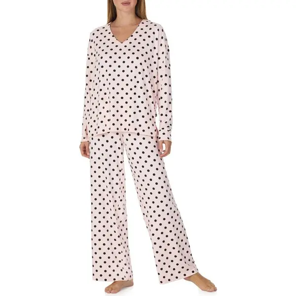 Kate Spade New York Long Sleeve Pajama Set - Blush Dot