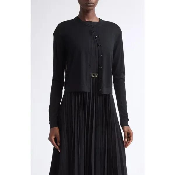 JASON WU Mixed Media Merino Wool & Stripe Cardigan