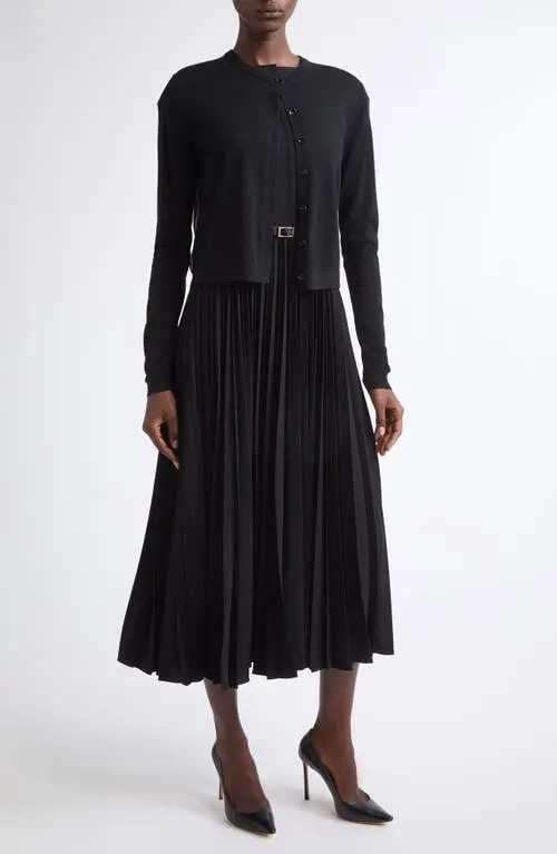 JASON WU Mixed Media Merino Wool & Stripe Cardigan