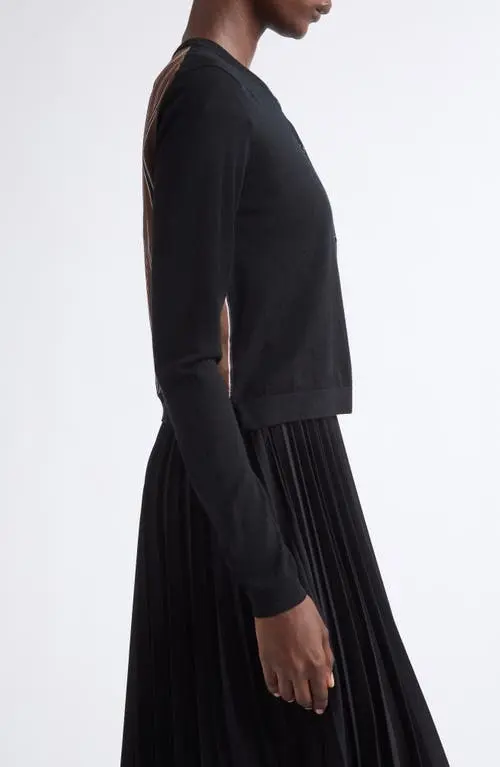 JASON WU Mixed Media Merino Wool & Stripe Cardigan