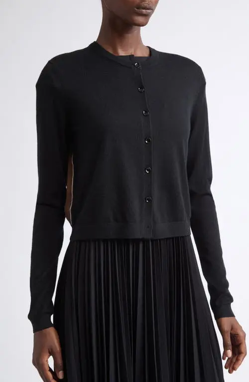 JASON WU Mixed Media Merino Wool & Stripe Cardigan