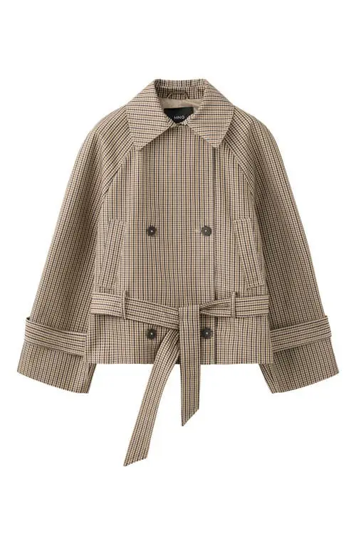 Mango Everest Plaid Belted Jacket