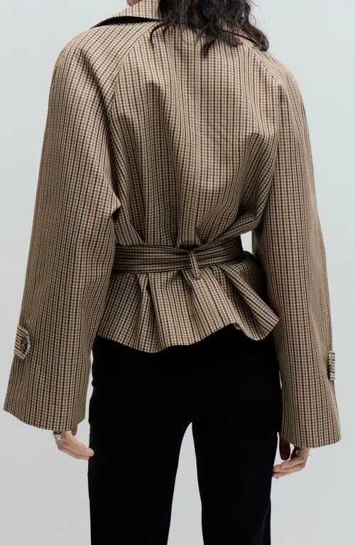 Mango Everest Plaid Belted Jacket