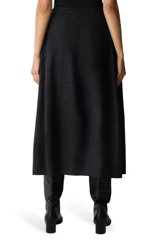 Eileen Fisher Virgin Wool Midi Lantern Skirt