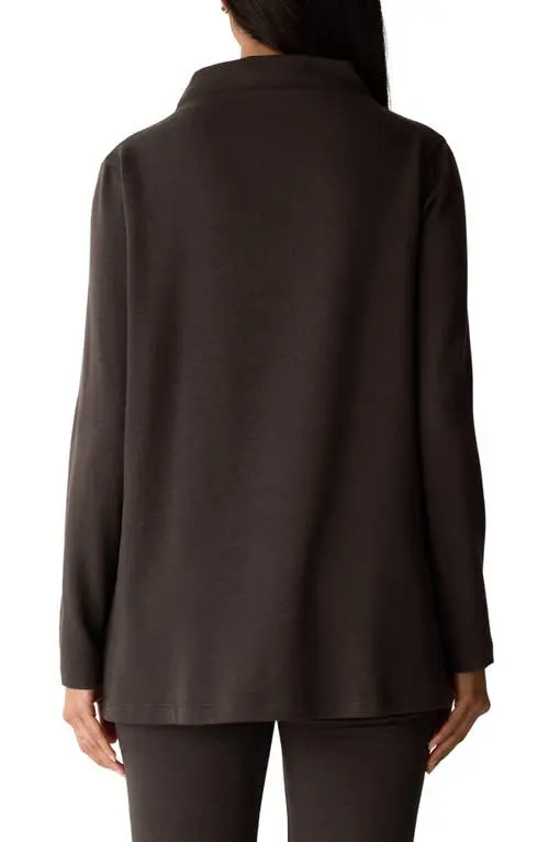 Eileen Fisher Funnel Neck Long Sleeve Top - Coffee