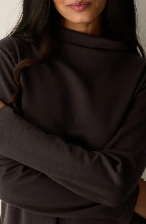 Eileen Fisher Funnel Neck Long Sleeve Top - Coffee
