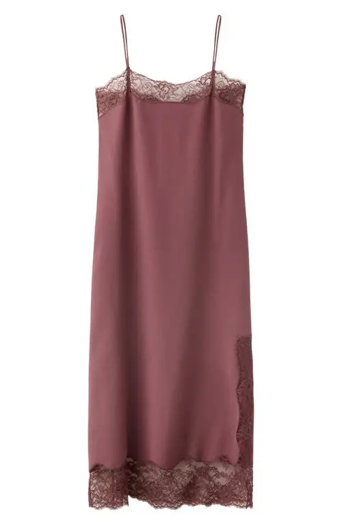 Mango Lace Trimmed Satin Midi Dress