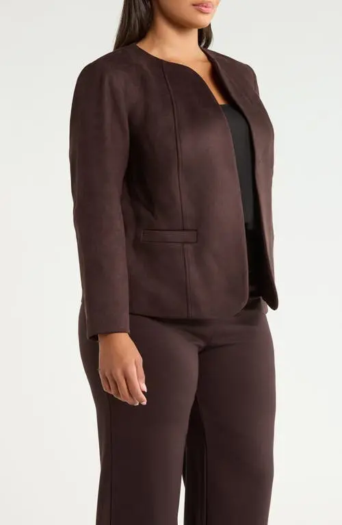 Anne Klein Faux Suede Open Front Jacket