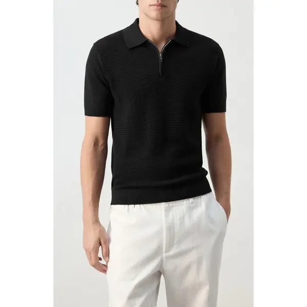 Mango Zip Cotton Knit Polo