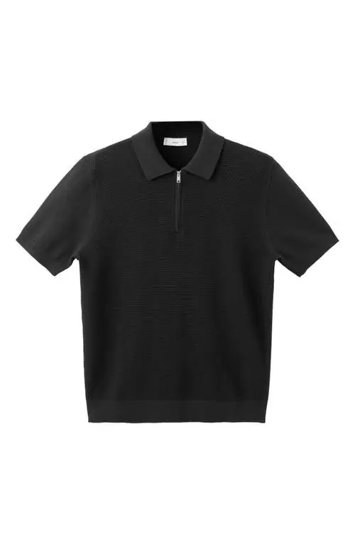 Mango Zip Cotton Knit Polo