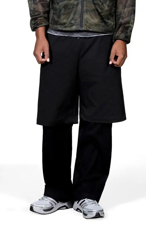 PLEASURES Stay Layered Cotton Drawstring Pants - Black