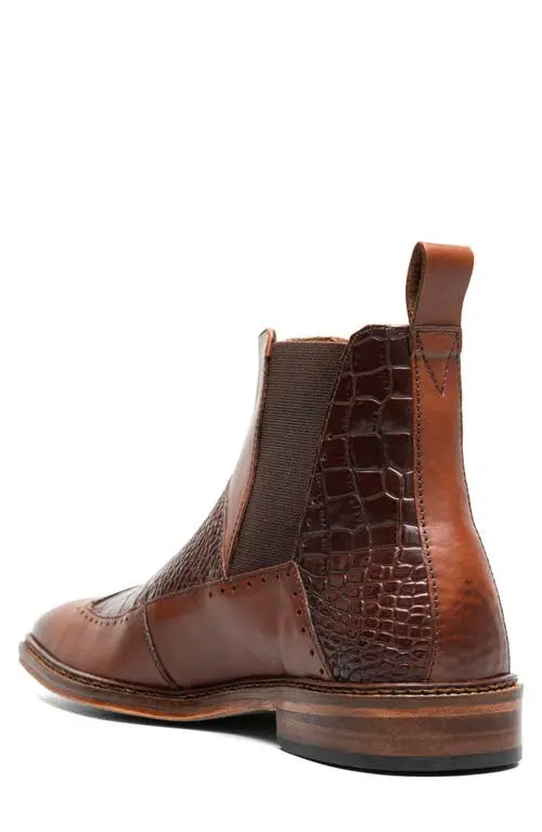 STACY ADAMS Garza Leather Wingtip Chelsea Boot - Cognac