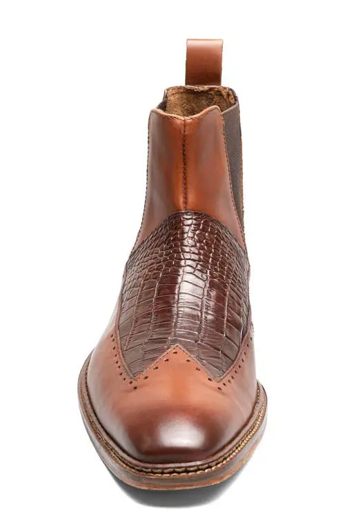 STACY ADAMS Garza Leather Wingtip Chelsea Boot - Cognac