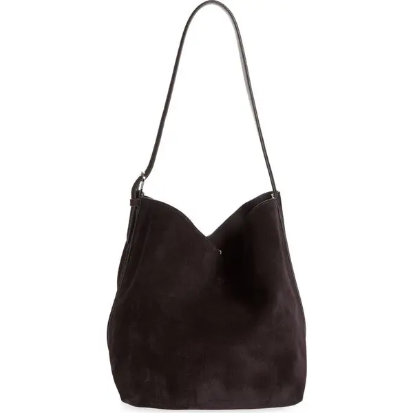 TOTEME Medium Belted Suede Tote - Espresso
