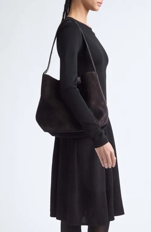 TOTEME Medium Belted Suede Tote - Espresso