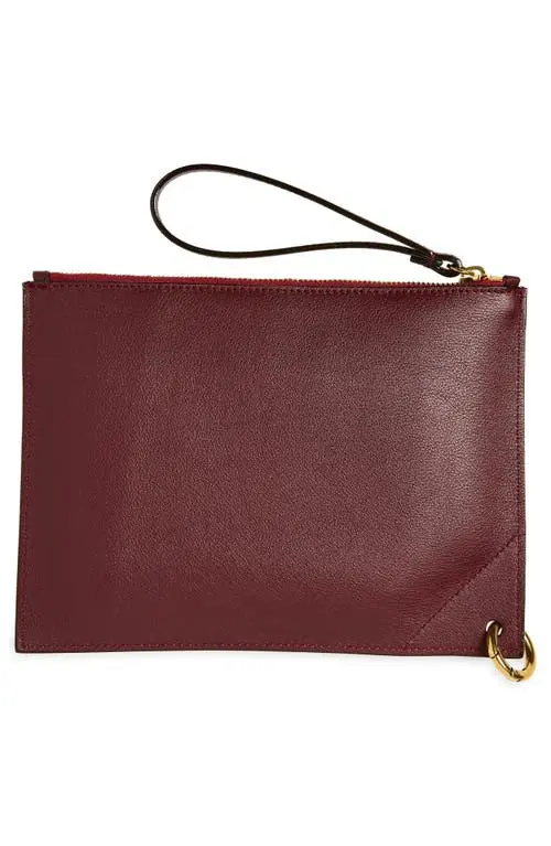 Chloé Spin Suede & Leather Zip Pouch - Burnt Red
