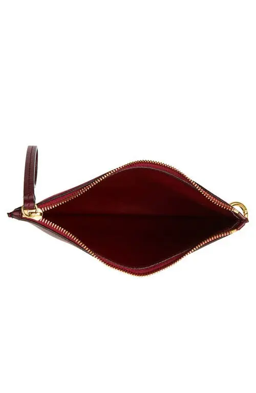 Chloé Spin Suede & Leather Zip Pouch - Burnt Red