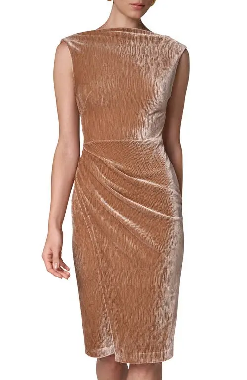 Donna Karan New York Crinkle Velvet Cocktail Sheath Dress
