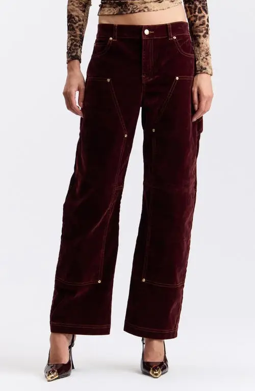 Avec Les Filles Barrel Leg Velvet Cargo Pants
