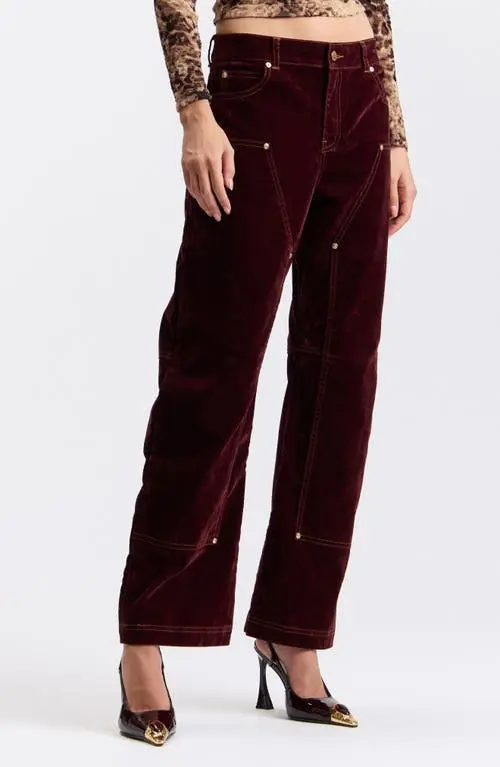 Avec Les Filles Barrel Leg Velvet Cargo Pants