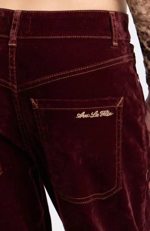 Avec Les Filles Barrel Leg Velvet Cargo Pants