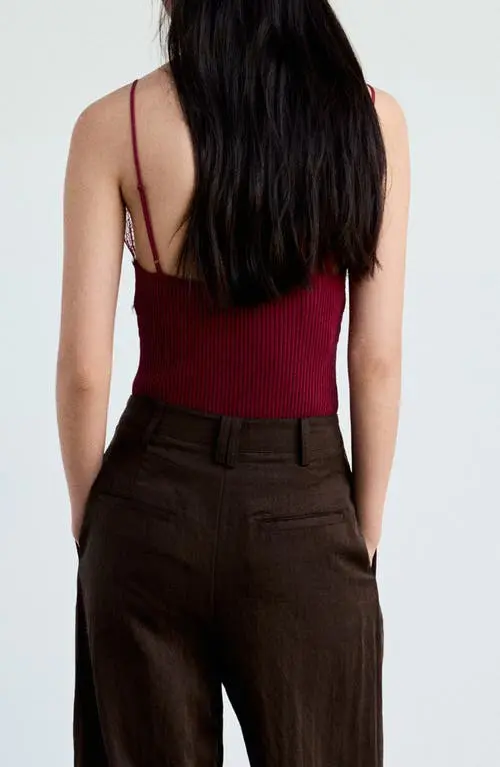 Mango Ribbed Lace Detail Camisole