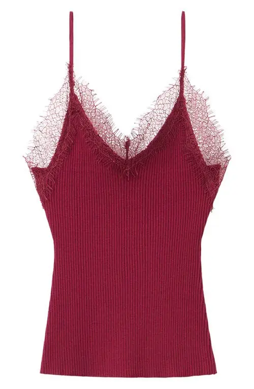 Mango Ribbed Lace Detail Camisole