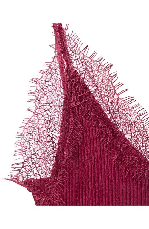 Mango Ribbed Lace Detail Camisole