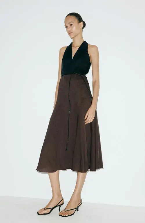 Mango Bicolor A-line Midi Dress