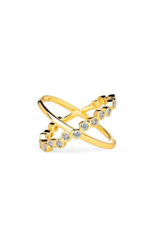 SYNA JEWELS Halo Cross Ring - Gold