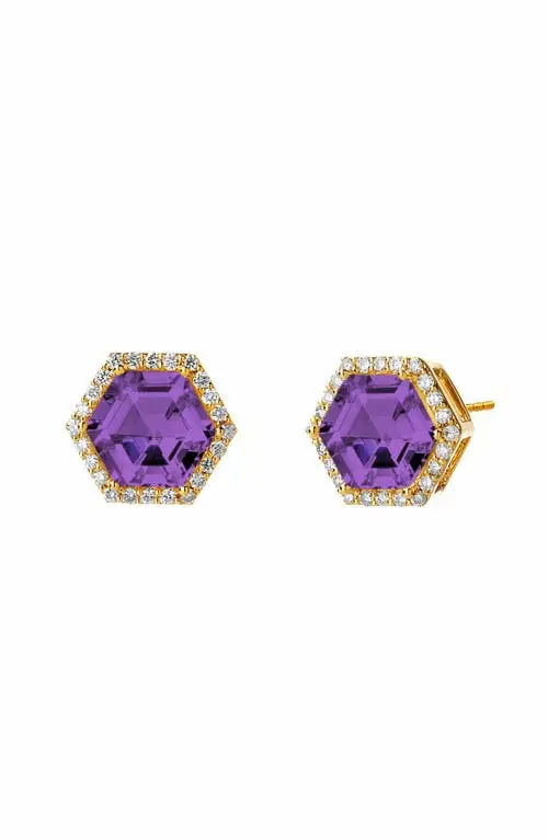 SYNA JEWELS Hex Studs - Amethyst