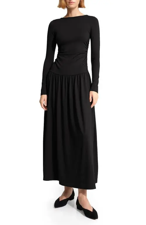 MARCELLA Lumi Ruched Drop Waist Midi Dress