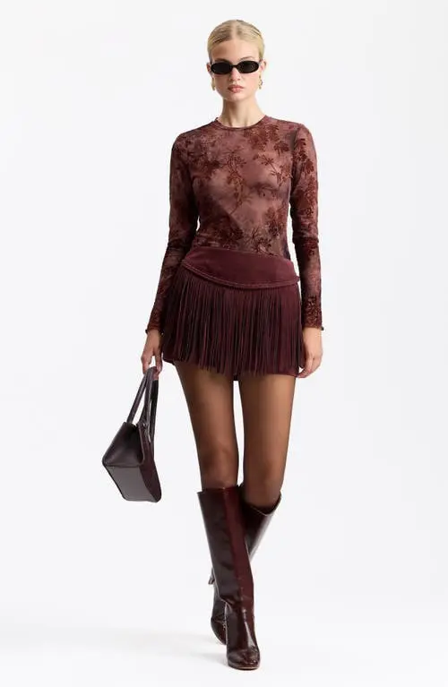 Avec Les Filles Floral Burnout Long Sleeve Shirt