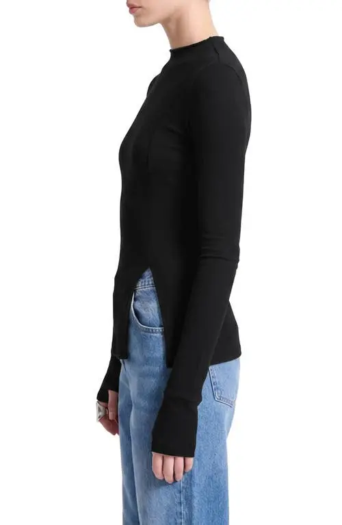 MARCELLA Clover Ribbed Mock Neck Top