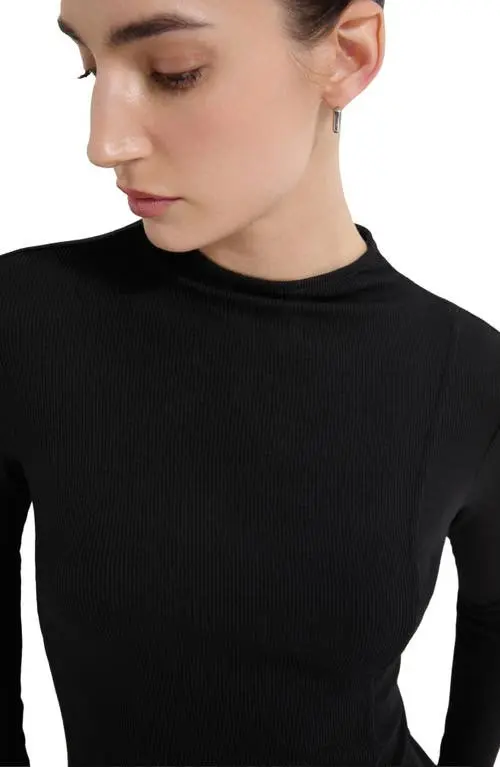 MARCELLA Clover Ribbed Mock Neck Top