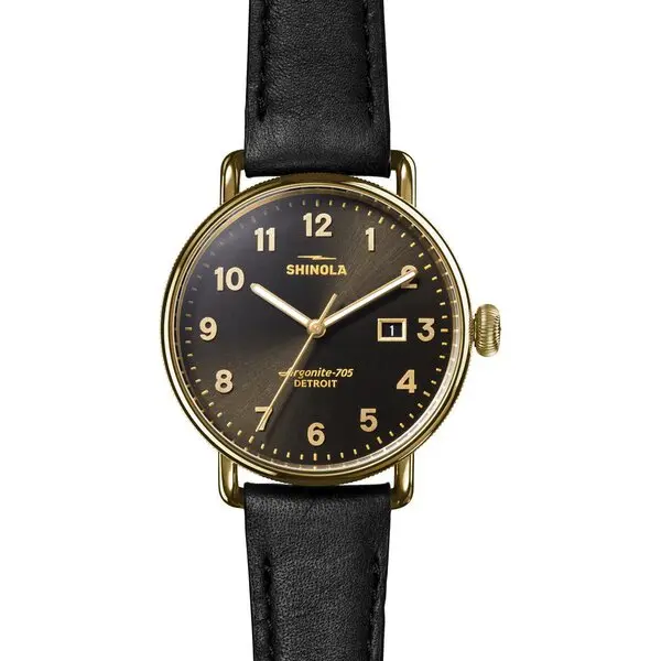 Shinola Canfield Leather Strap Watch