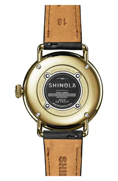 Shinola Canfield Leather Strap Watch