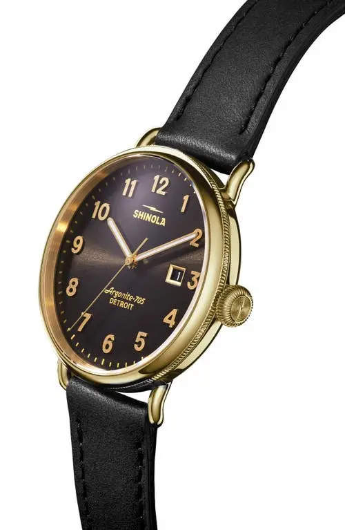 Shinola Canfield Leather Strap Watch