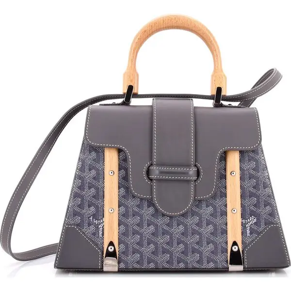 Goyard Saigon Top Handle Bag Coated Canvas With Leather Pm - Grey