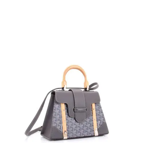 Goyard Saigon Top Handle Bag Coated Canvas With Leather Pm