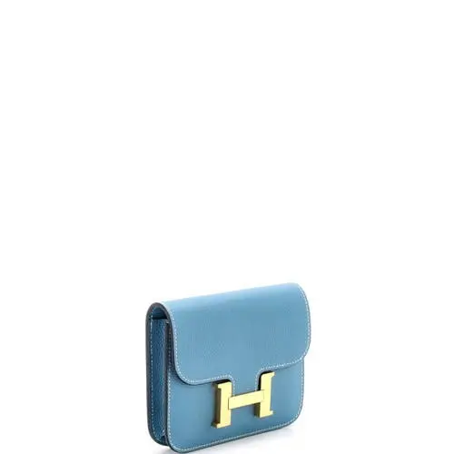 Hermès Constance Slim Wallet Evercolor - Blue
