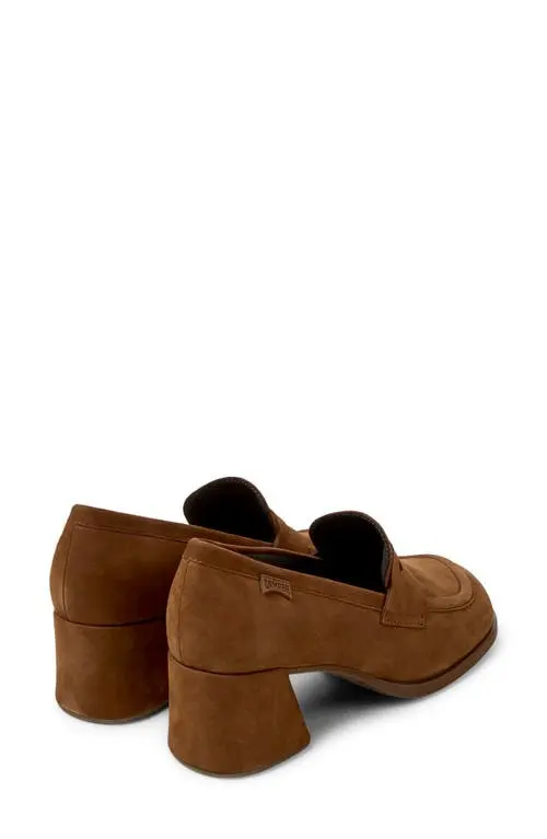 Camper Kora Leather Penny Loafer Pump - Medium Brown