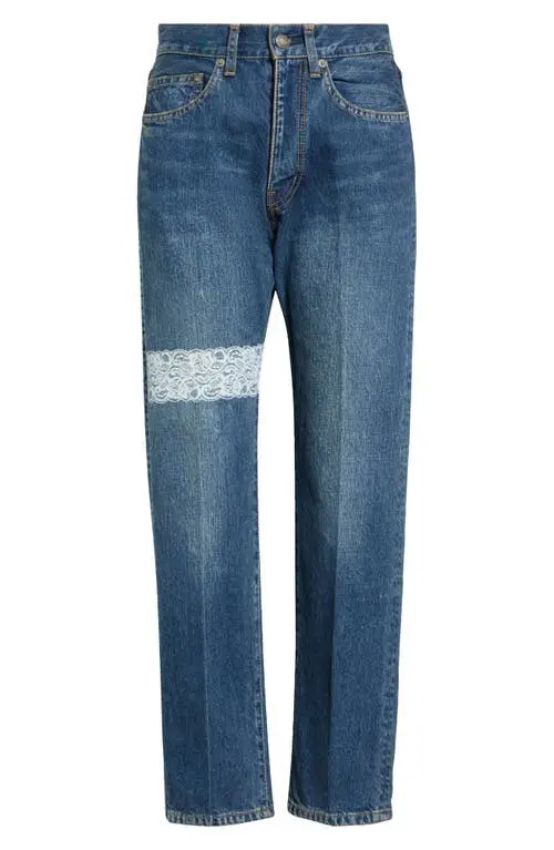 Undercover Lace Detail Straight Leg Jeans - Indigo