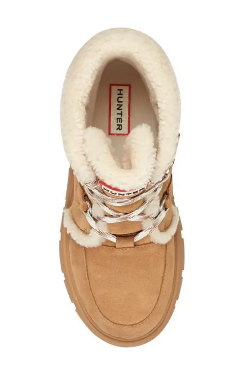 Hunter Melody Faux Shearling Bootie - Medium Natural