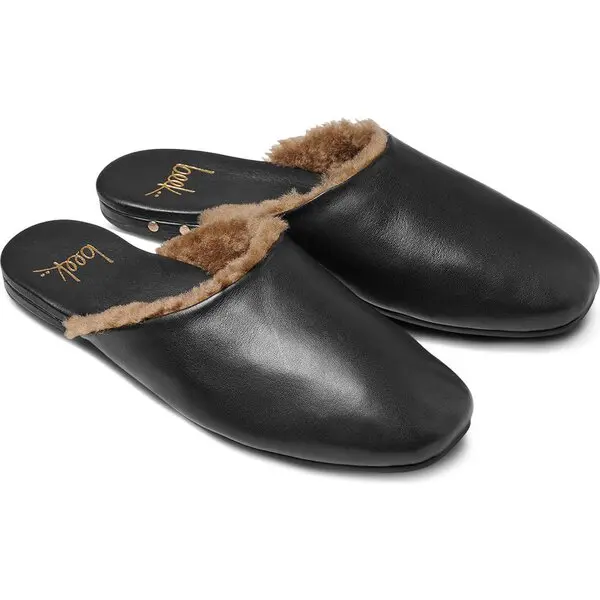 Beek Bird Leather Mule With Genuine Shearling Trim